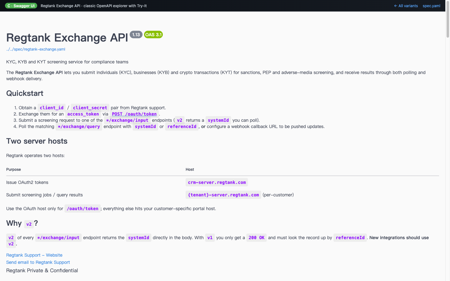 Regtank API · Documentation experiments